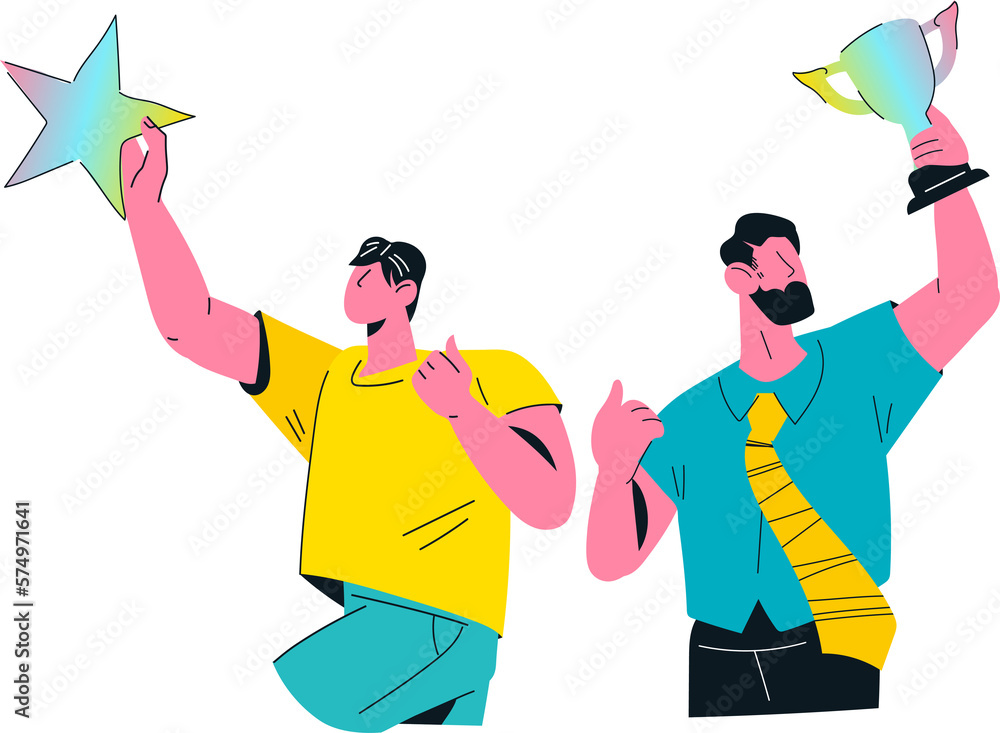 Successful team, competition winners get reward, vector isolated ...