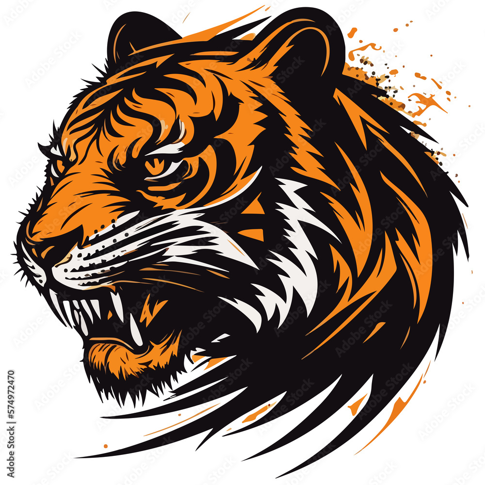 tiger illustration on transparent background, png Stock Illustration ...
