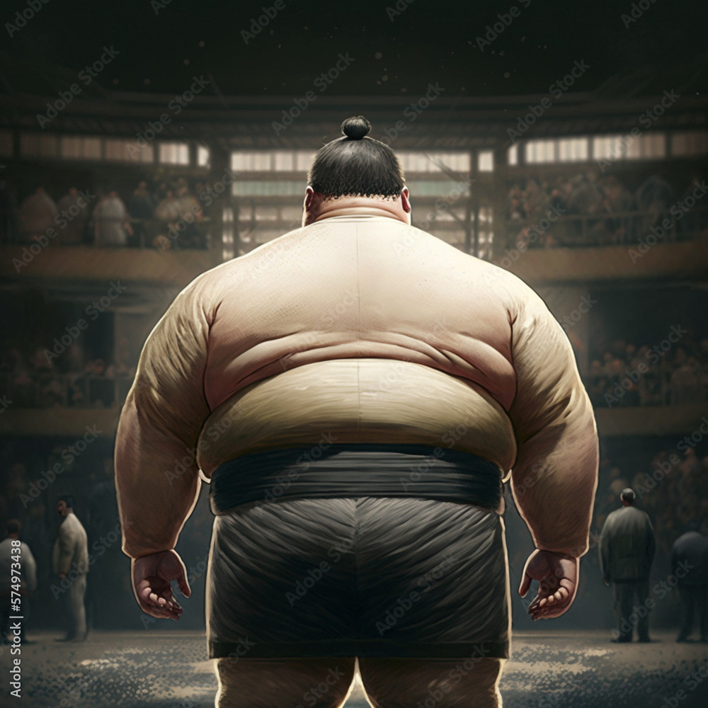Back view of a sumo wrestler. Generative AI. Stock Illustration | Adobe ...