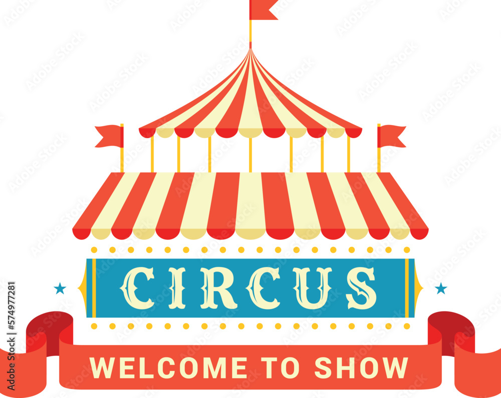 Welcome to circus show invitation vintage sign with red ribbon vector ...
