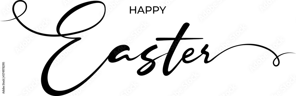 Happy Easter vector calligraphy text. Happy Easter greeting card. Modern Handwritten type on ...