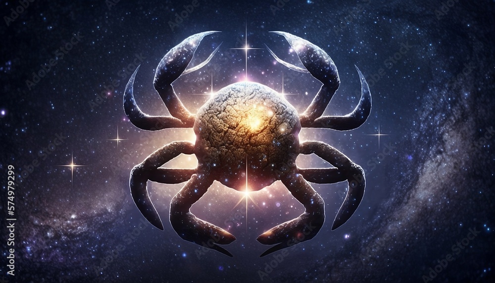 Cancer Zodiac Sign illustration in a star constallation background ...