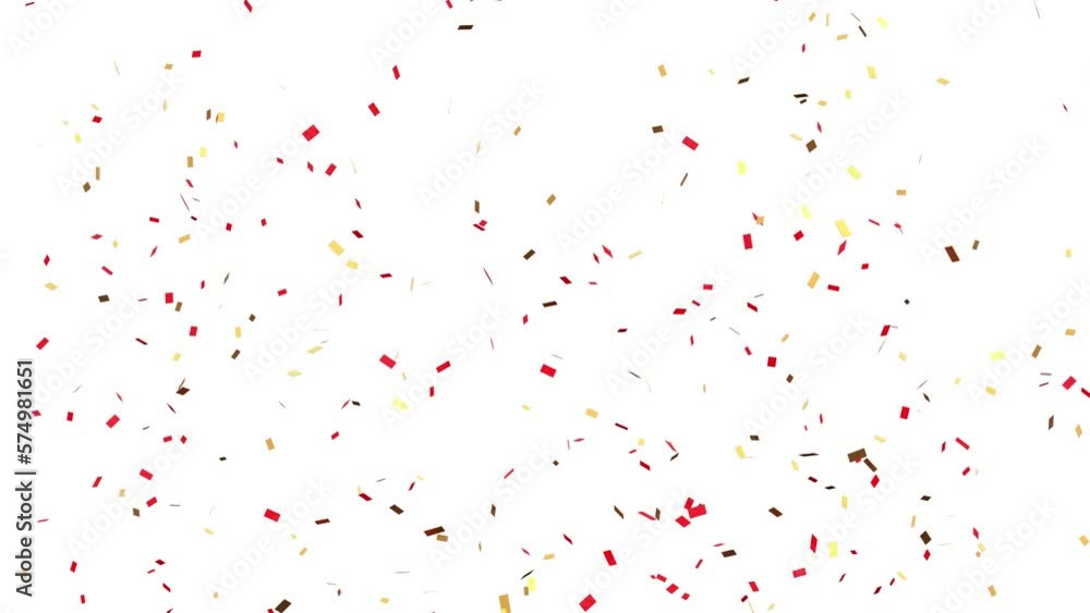 red and gold confetti rain launched from a cannon slowly falling ...