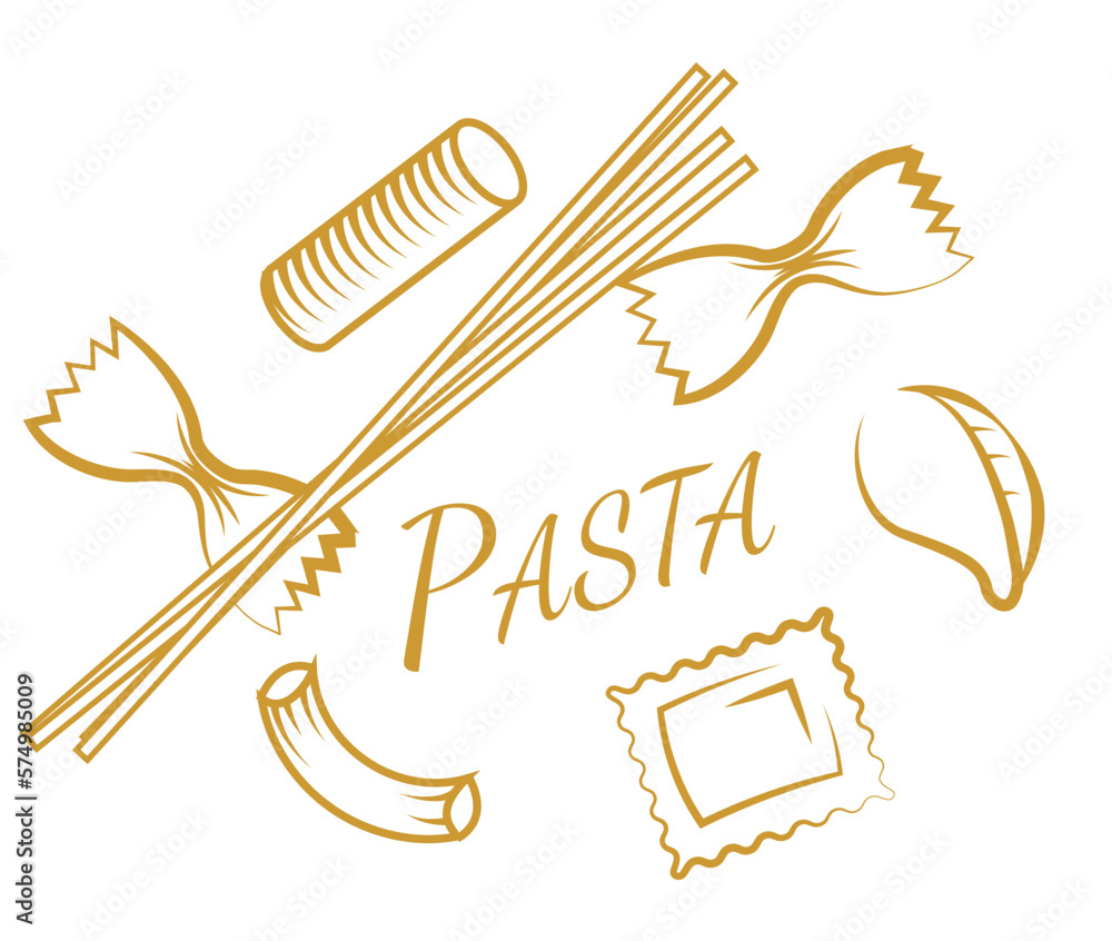 Vector vintage italian pasta restaurant illustration. Hand drawn ...