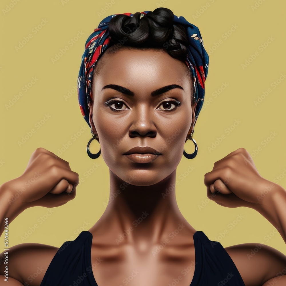Strong powerful black woman. Woman's day banner. We Can Do It. Cool ...