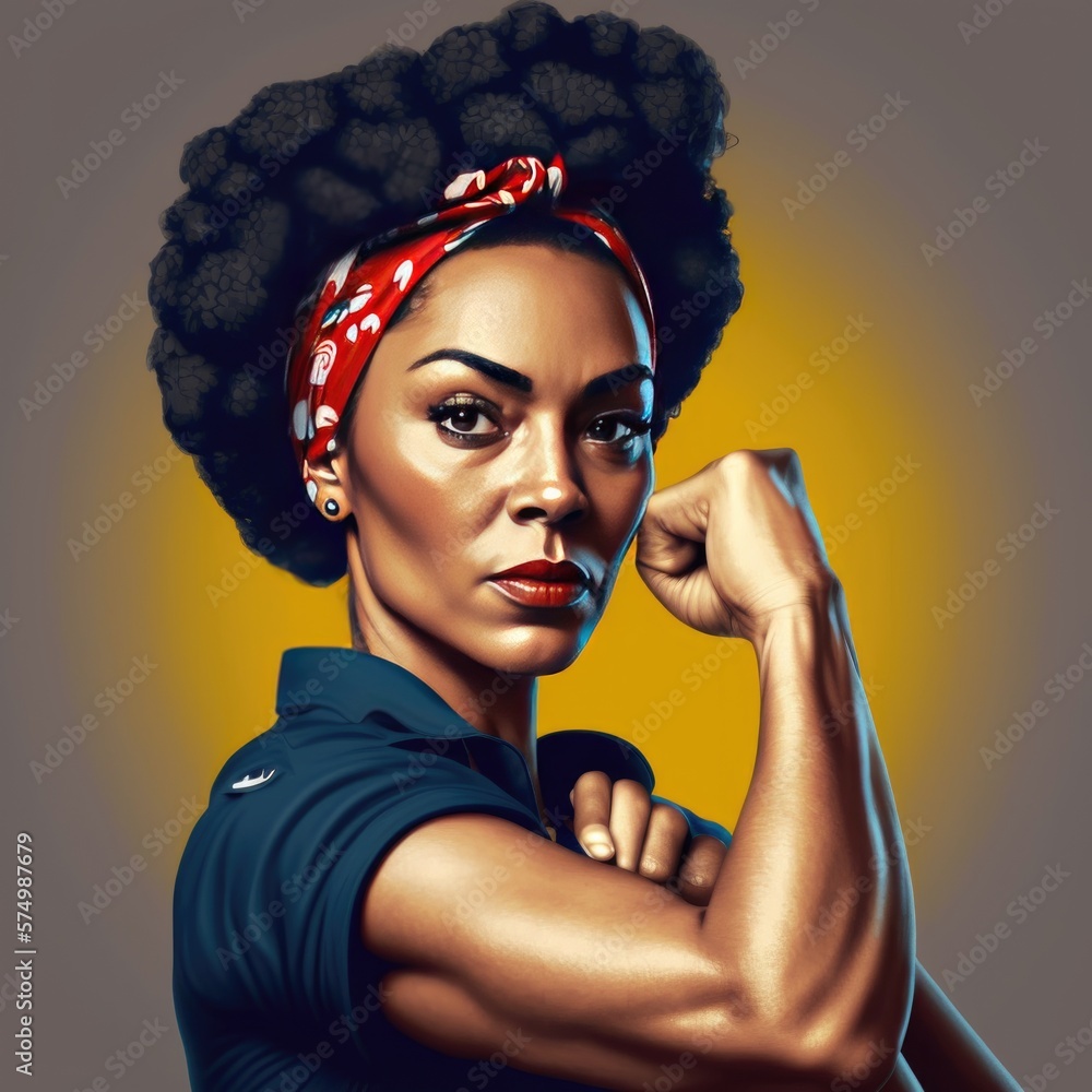 Strong powerful black woman. Woman's day banner. We Can Do It. Cool ...