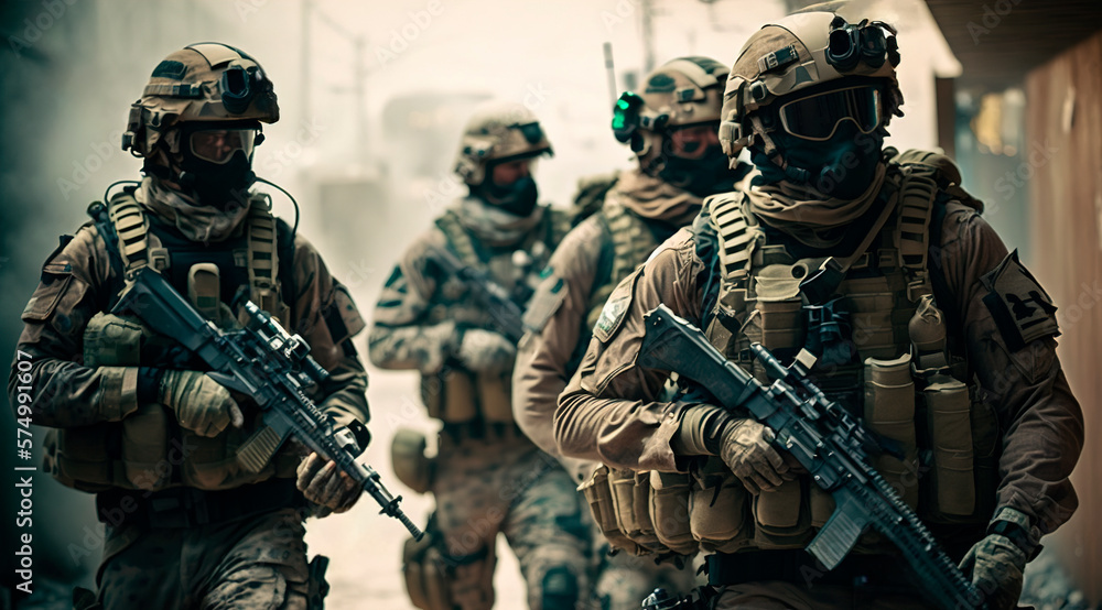 Military Tactical Special Squad Special Forces Unit, Equipped Armed ...