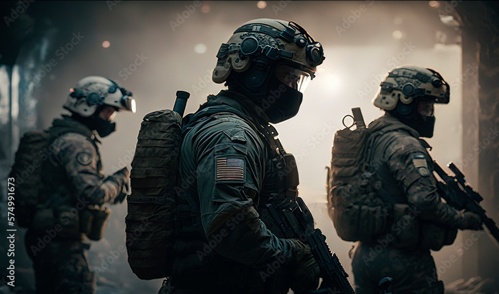 Military Tactical Special Squad Special Forces Unit, Equipped Armed ...