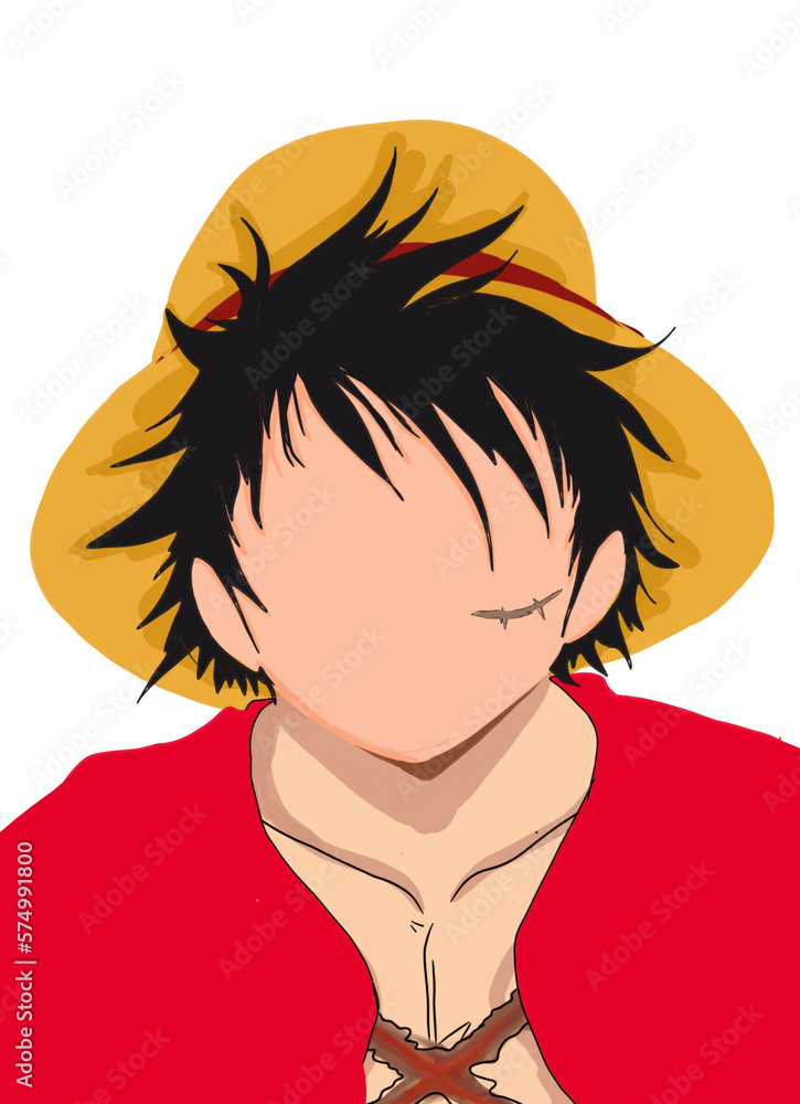 anime fictional character mugiwara luffy plain face with white ...