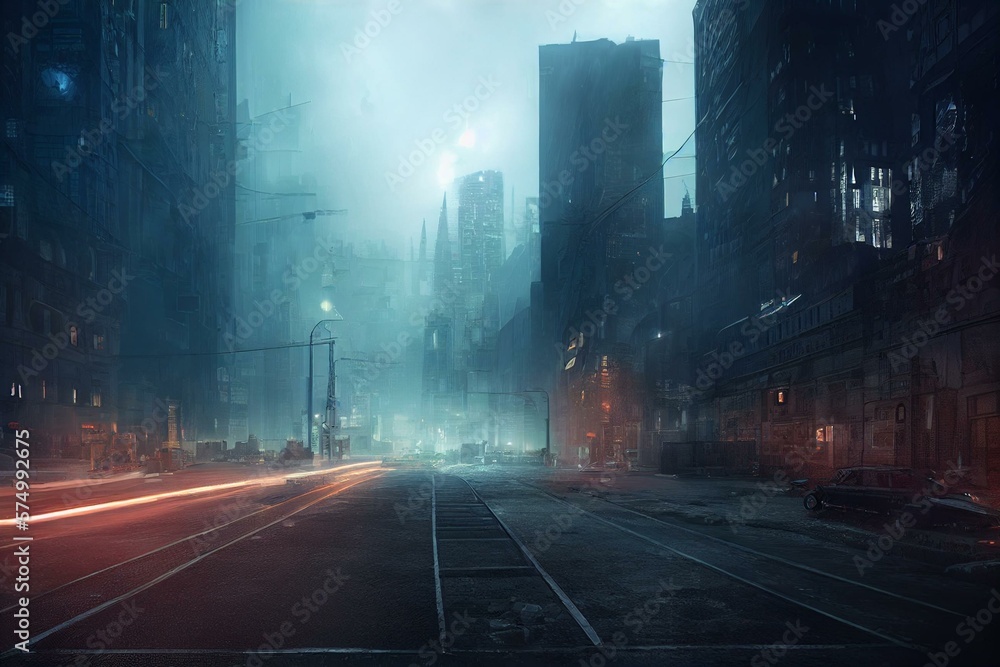 dystopian gotham city, hyperrealistic, cinematic lighting. Generative ...
