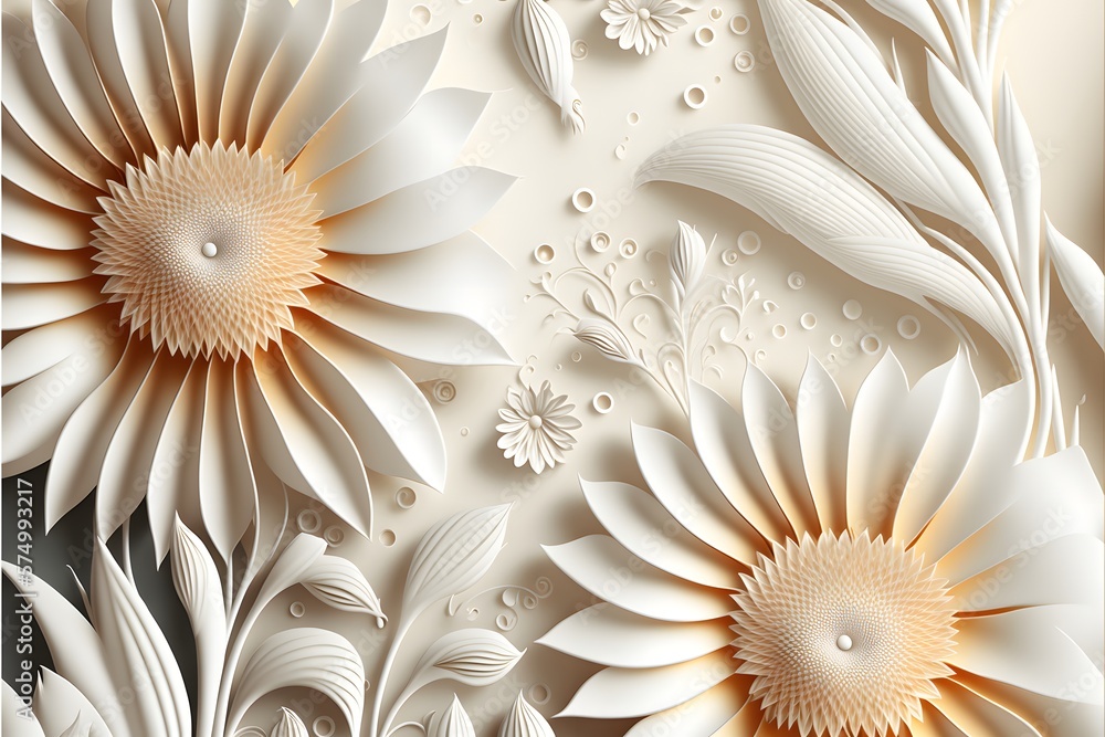 3d Floral pattern wallpaper design Stock Illustration | Adobe Stock
