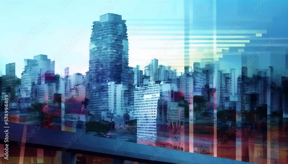 Illustrative image generated by AI, high resolution city background, ideal for background ...