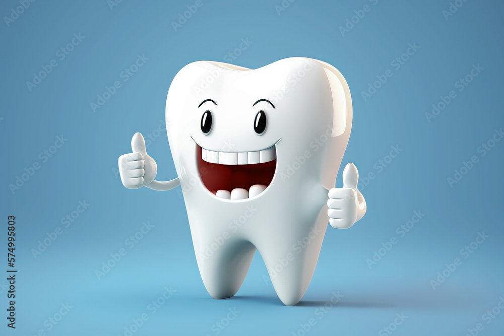 Illustration of a cute and happy white tooth cartoon character with ...