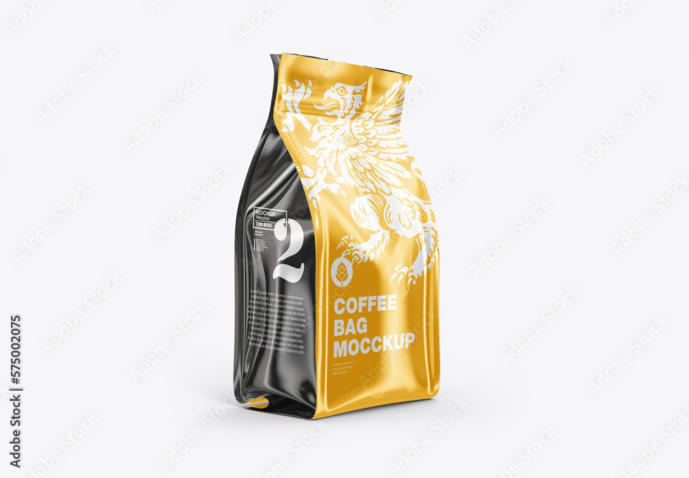 Metallic Coffee Bag Mockup Stock Template | Adobe Stock