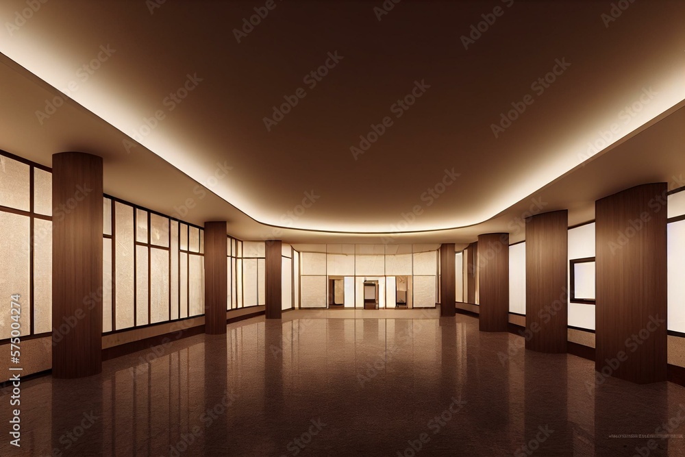 Abstract fragment of the architecture of modern lobby, the hallway of ...