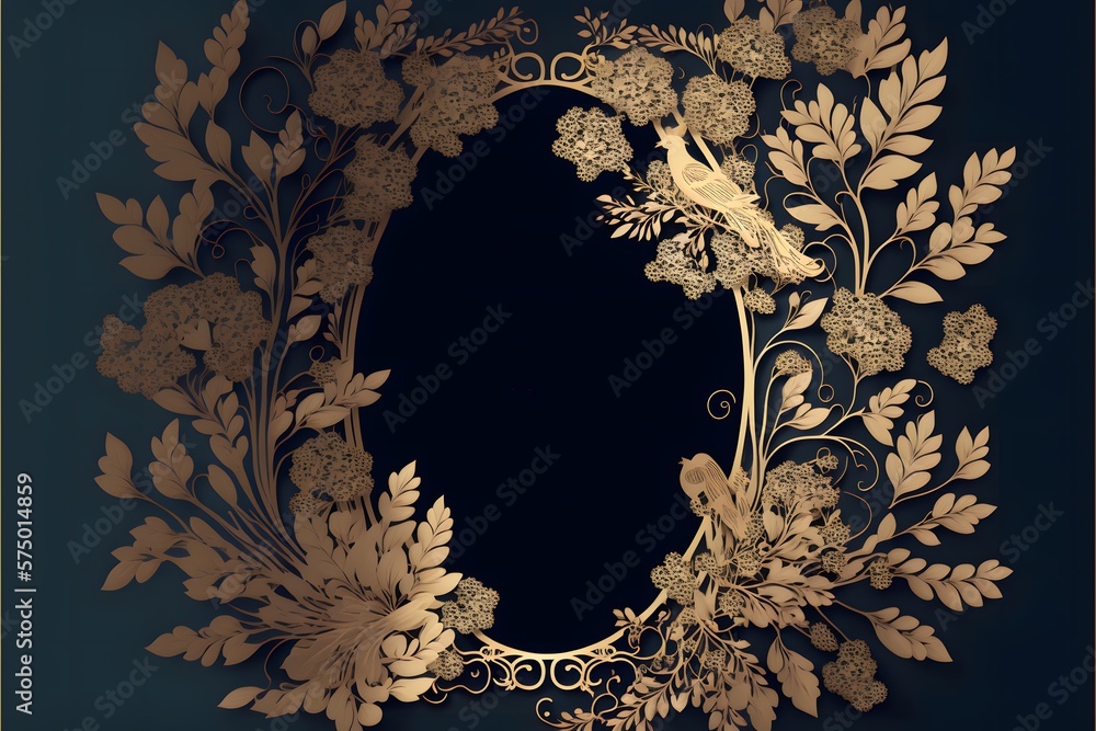 Black-colored wedding invitation card design template with luxury ...