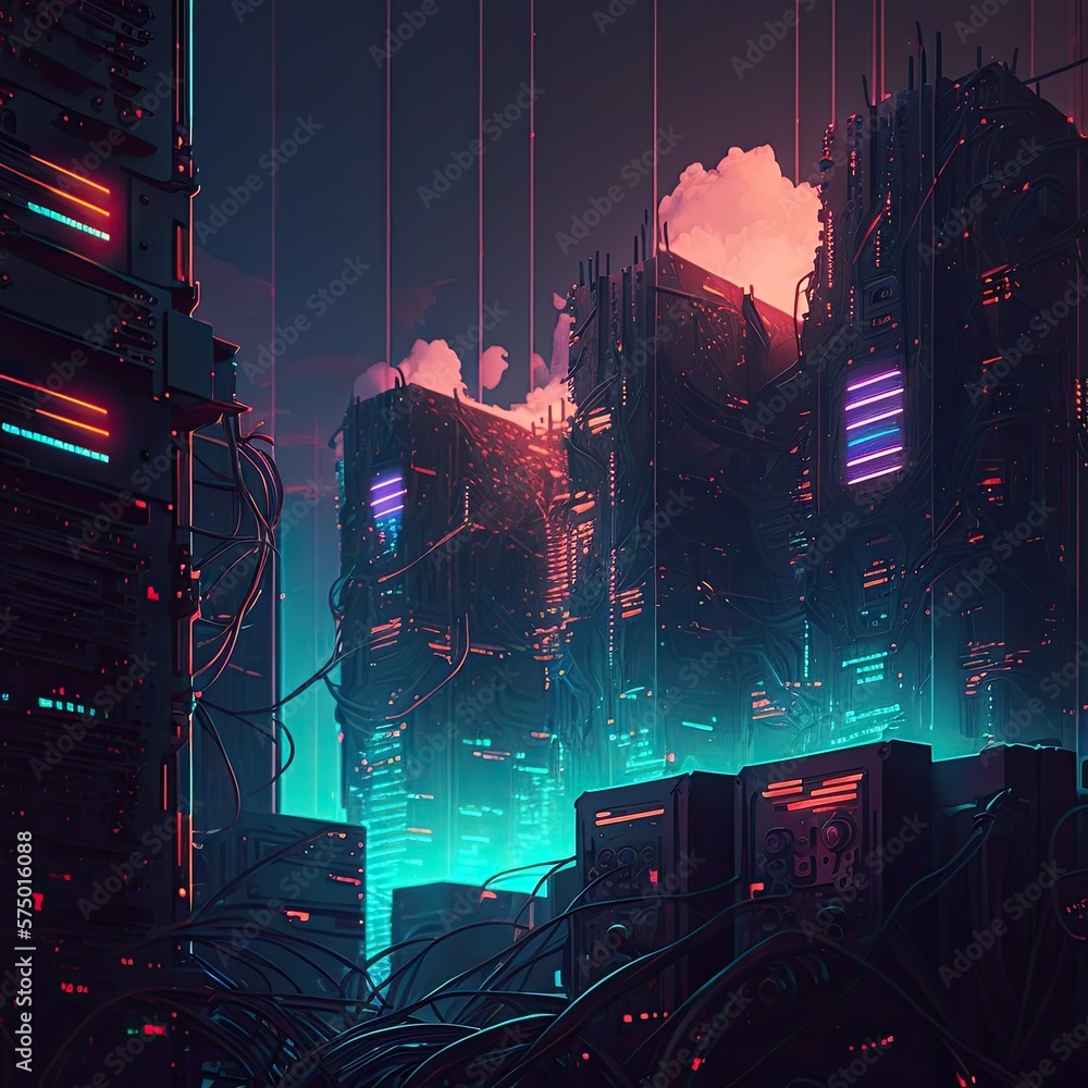 Future cities connected to big data.Concept Future city.Generative AI ...