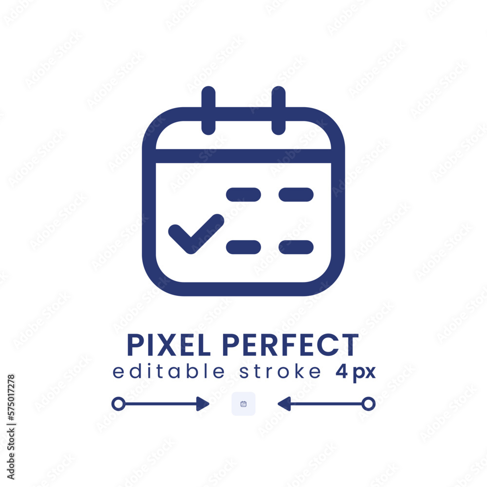 Calendar linear desktop icon. Work schedule. Time planner. Productivity ...