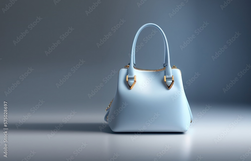 Beautiful trendy smooth youth women's handbag in gentle blue color on a ...