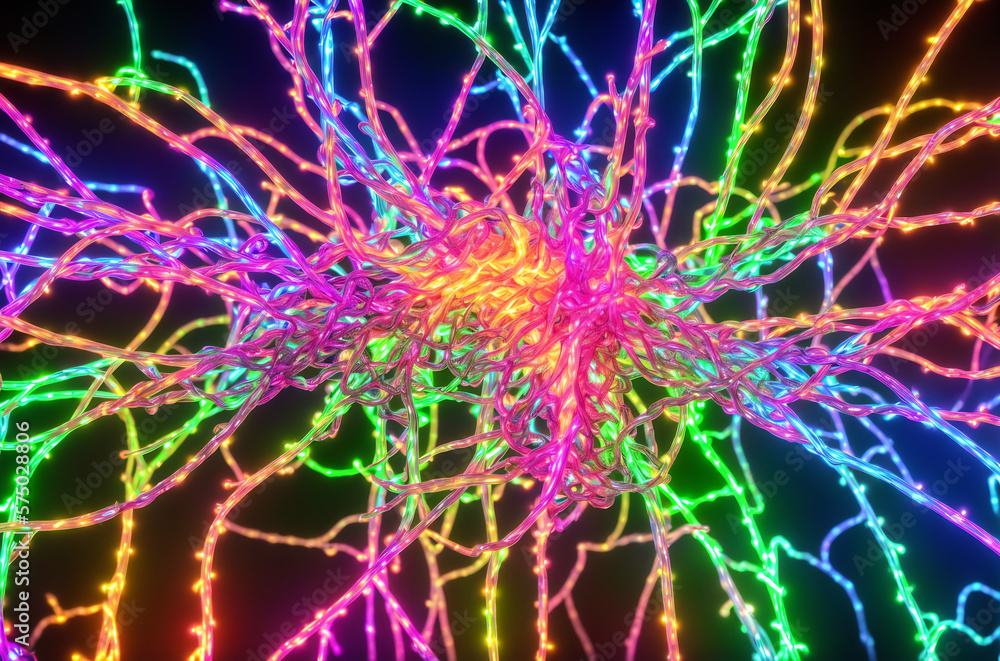 Image of the connections between neurons in the human brain. Generative ...