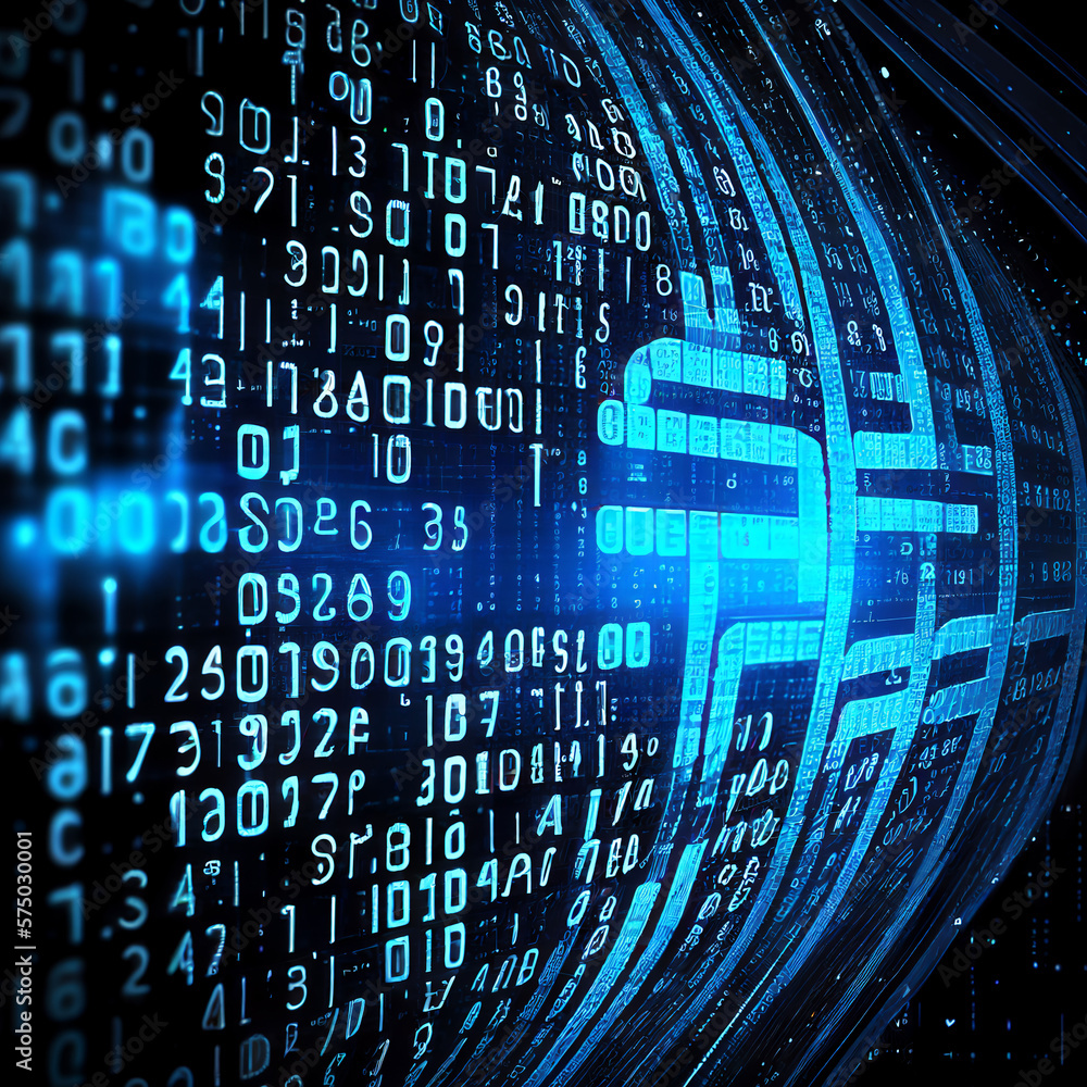 Binary Computer Matrix Code Data Stream Background Showing A Coding Transmission Over The Global