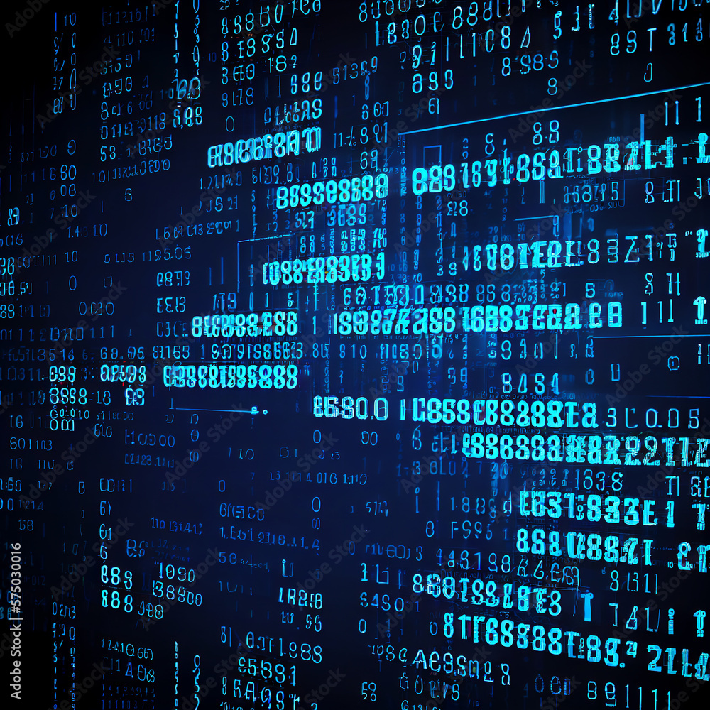 Binary Computer Matrix Code Data Stream Background Showing A Coding Transmission Over The Global