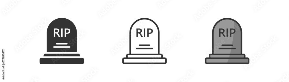 Headstone icon on light background. RIP symbol. Death, halloween ...