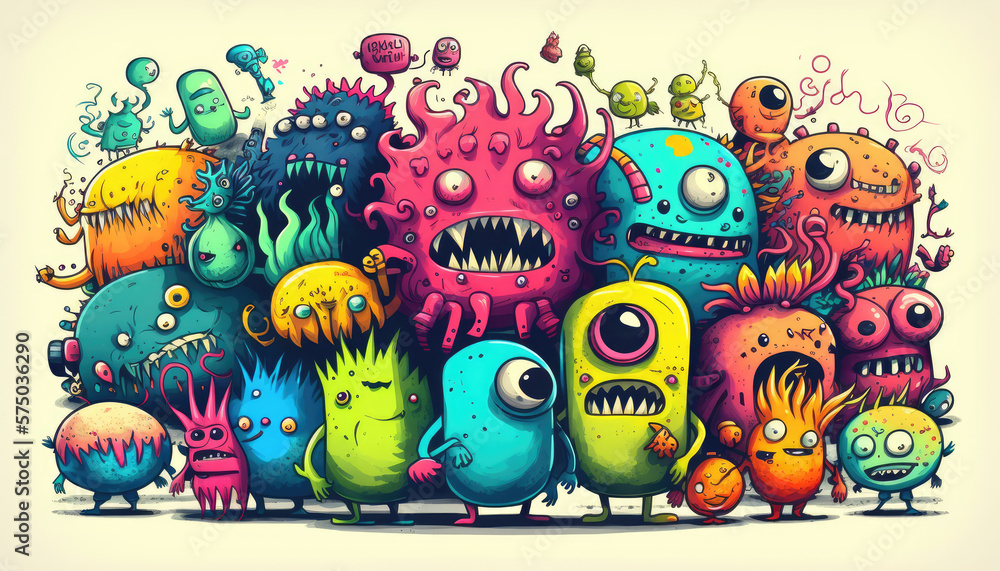 "Colorful Monster Doodle Art" - a series of fun and quirky monster ...
