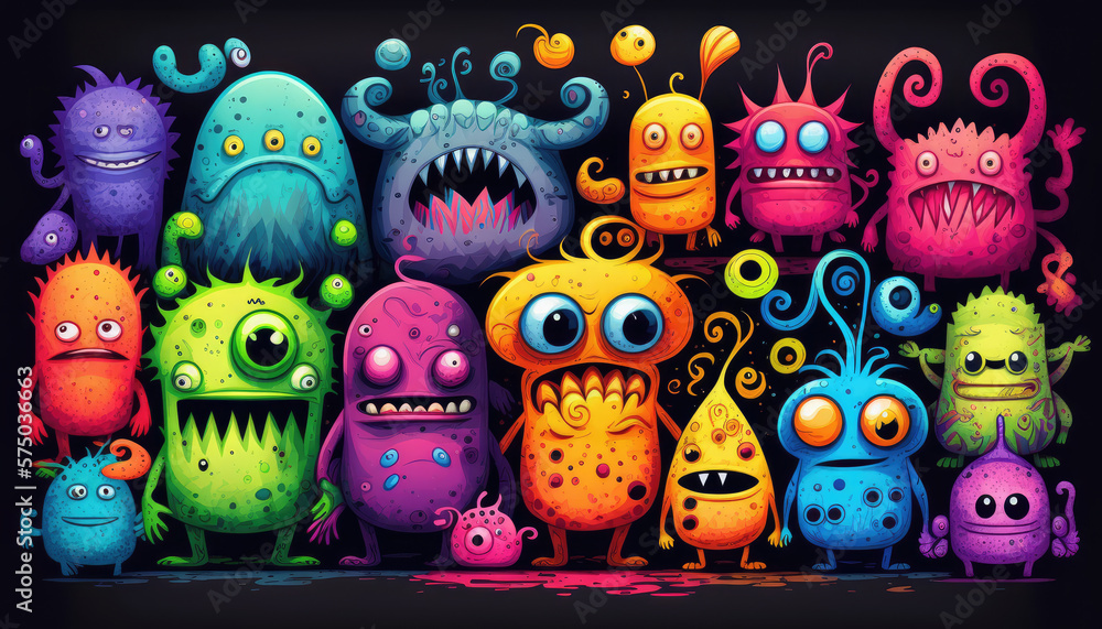 "Colorful Monster Doodle Art" - a series of fun and quirky monster ...