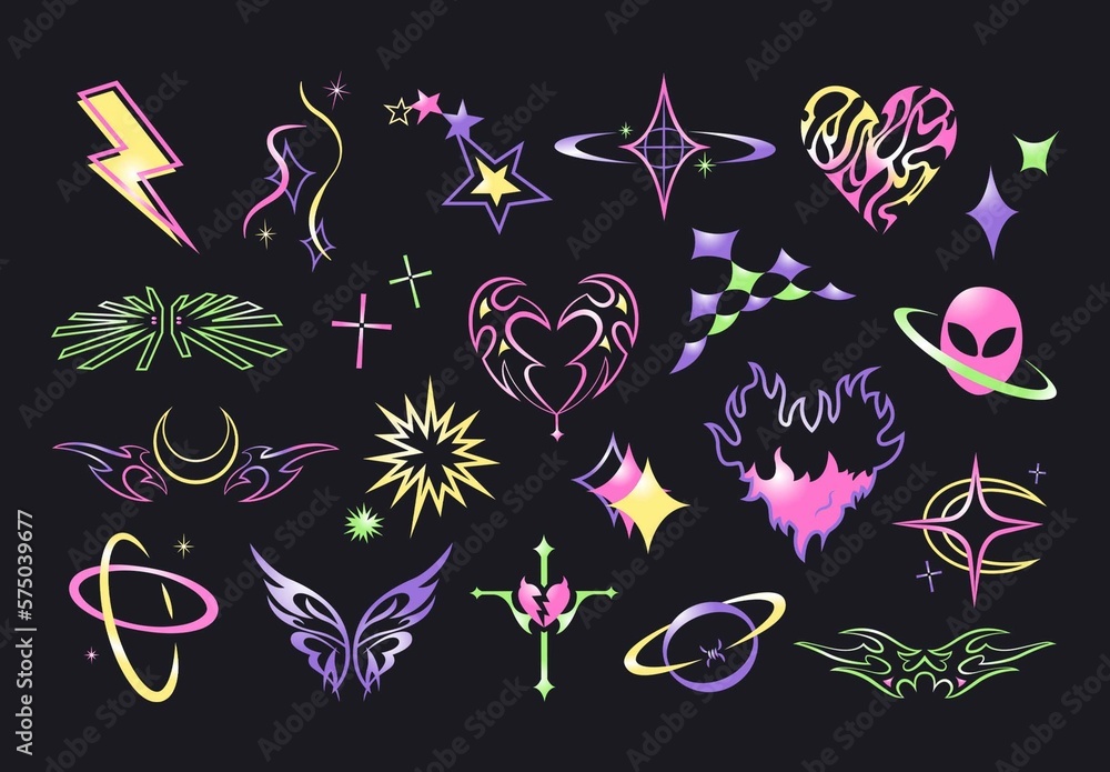 Y2K Graphics Set Stock Template | Adobe Stock