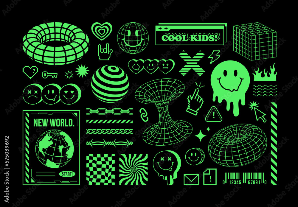 Y2K Vector Illustrations Stock Template | Adobe Stock