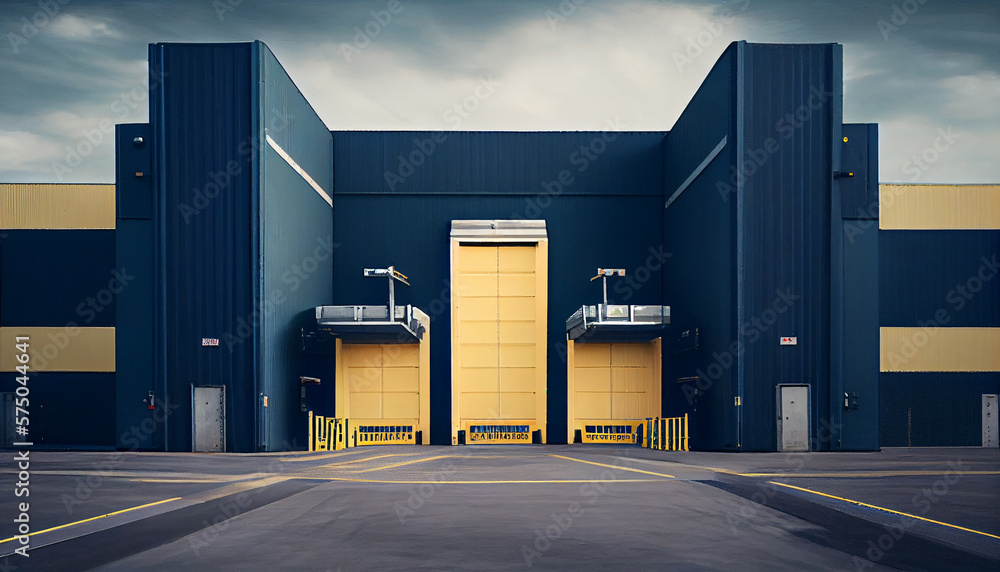 Logistics park with warehouse, loading hub for many semi trucks with ...