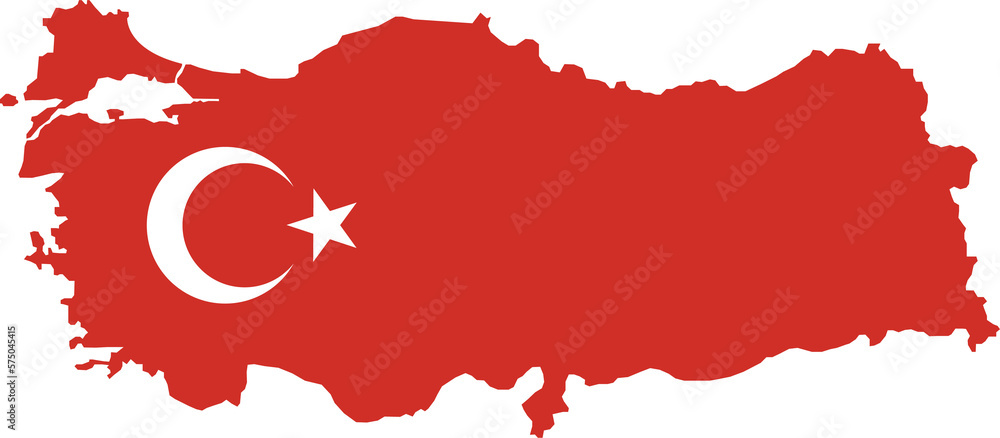 Turkey map in png. Turkey silhouette. Turkiye symbol in red. Earthquake ...