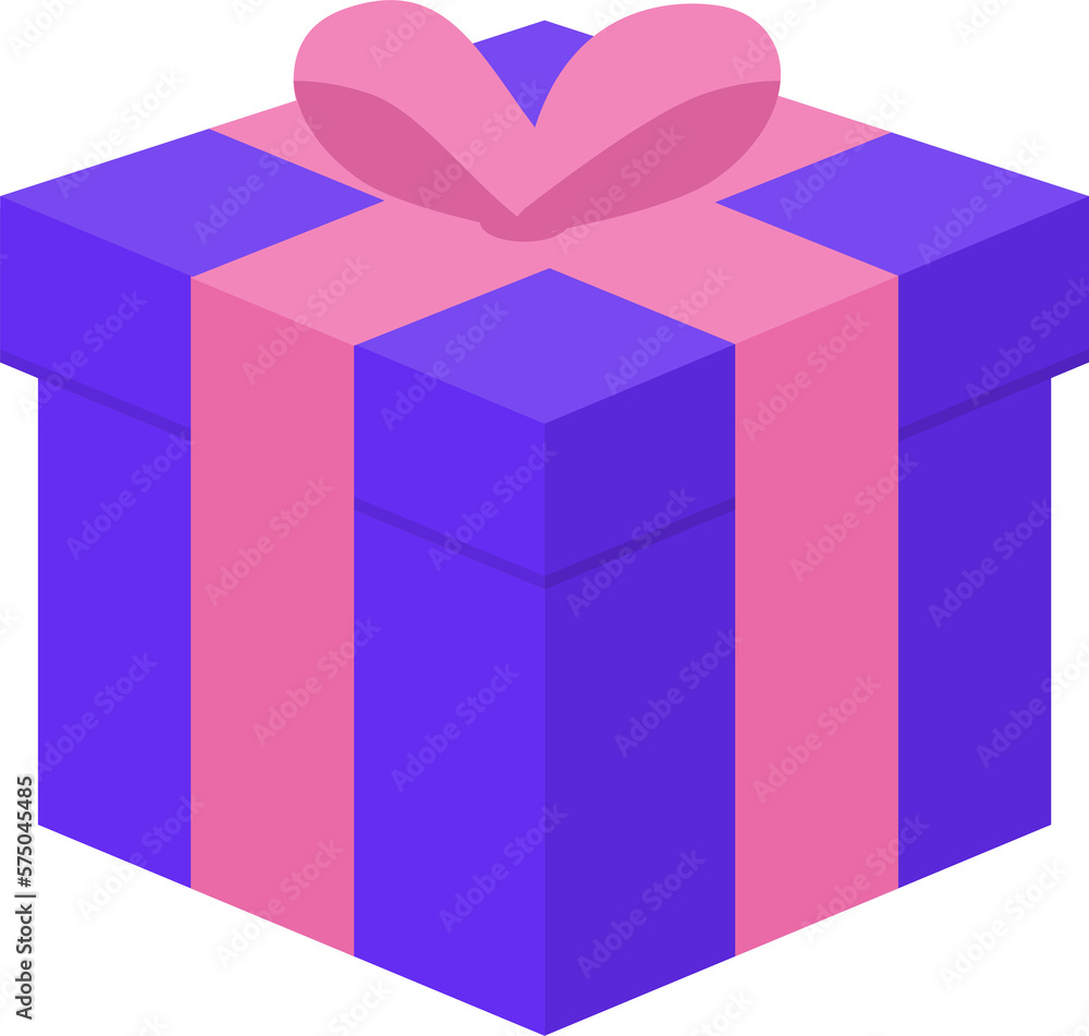 Present box in png. Gift box on transparent background. Purple closed ...