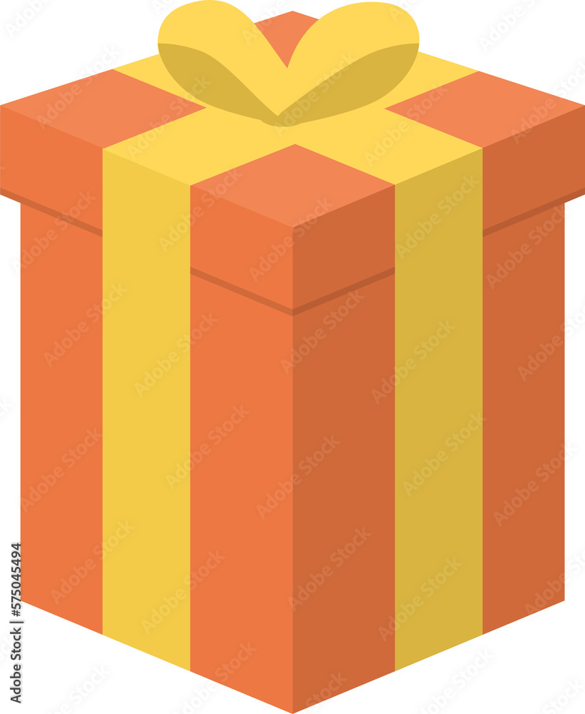 Present box in png. Gift box on transparent background. Orange closed ...