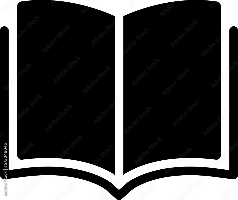 Book icon in png. Black book on transparent background. Glyph book ...