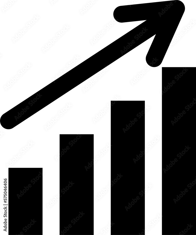 Growing chart in png. Profit diagram. Progress graphic with arrow ...