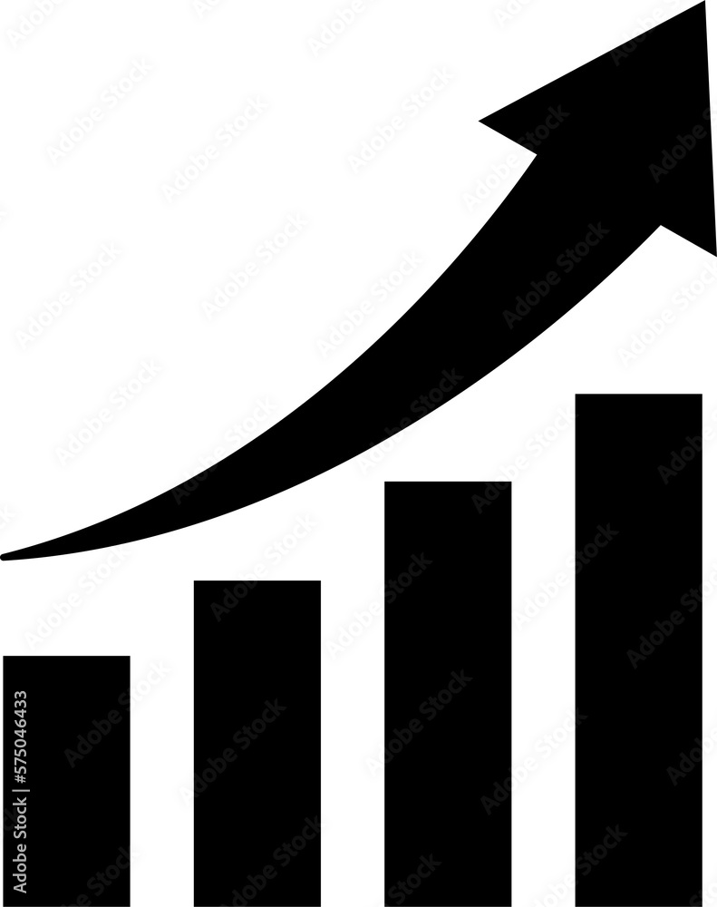 Growing chart in png. Profit diagram. Progress graphic with arrow ...