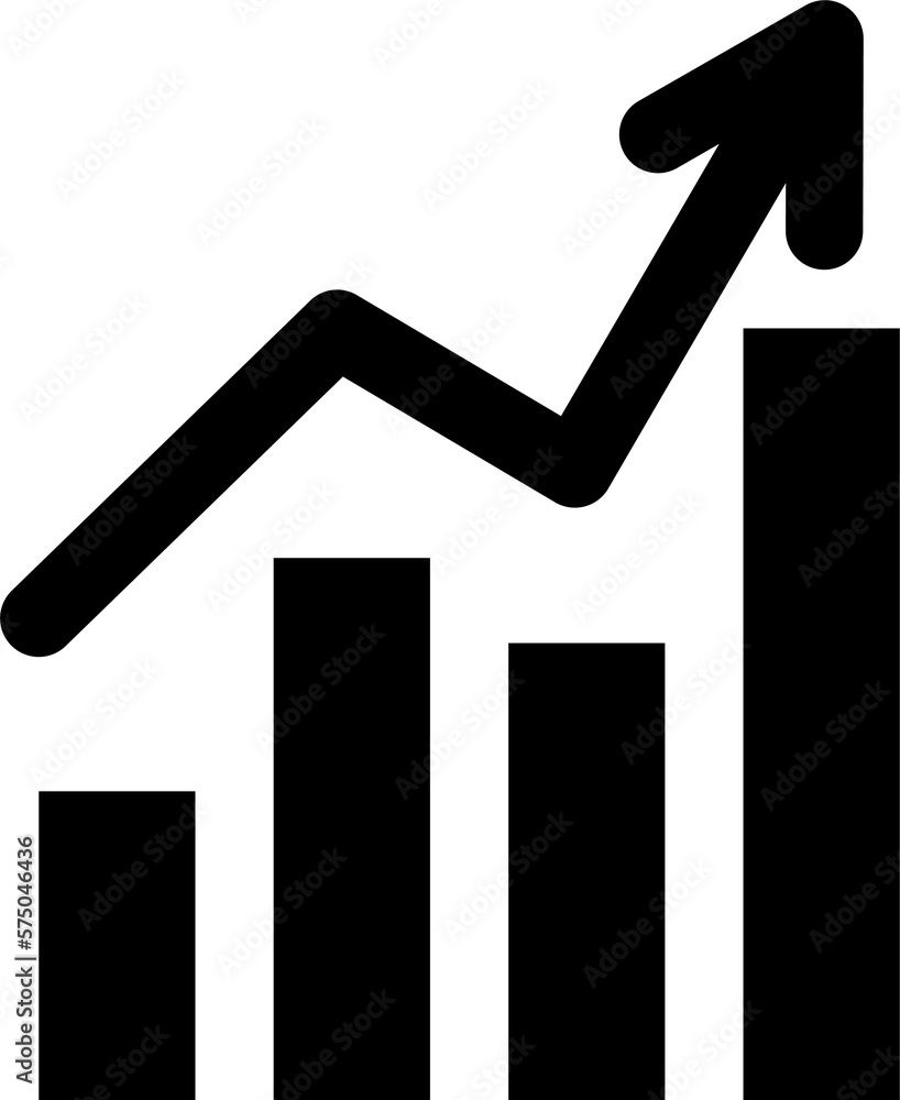 Growing chart in png. Profit diagram. Progress graphic with arrow ...