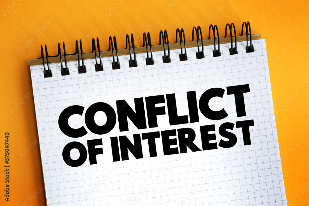 Conflict Of Interest text on notepad, concept background Stock Photo ...