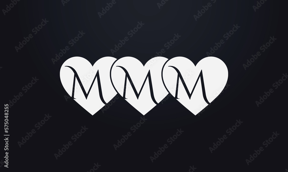 Colorful three hearts shape. Triple heart sign letters. Valentine icon ...