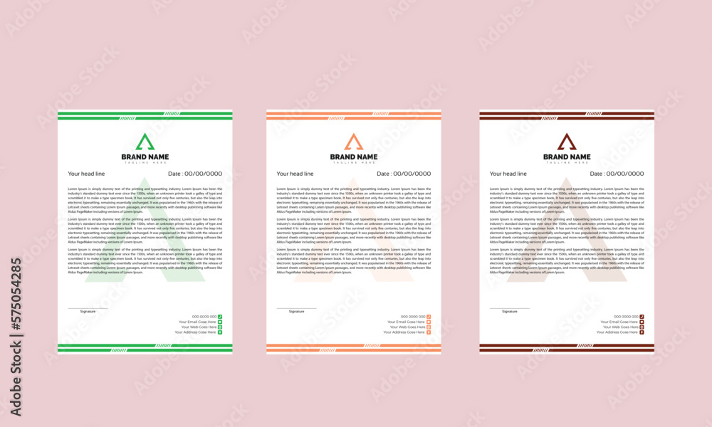 Free vector modern multiple letterhead template in flat style pack ...