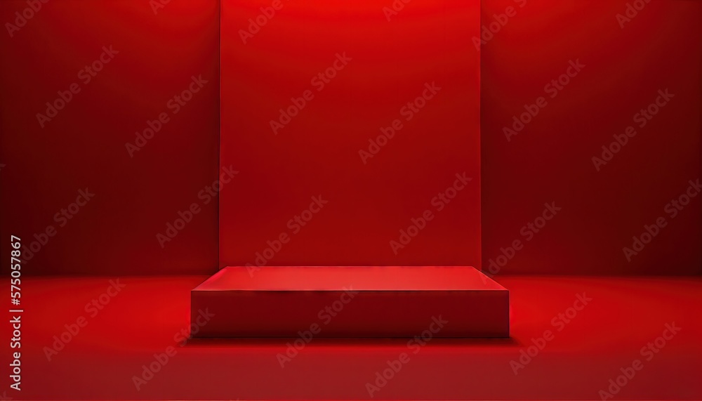 Empty Red background and stand display or shelf with the studio for ...