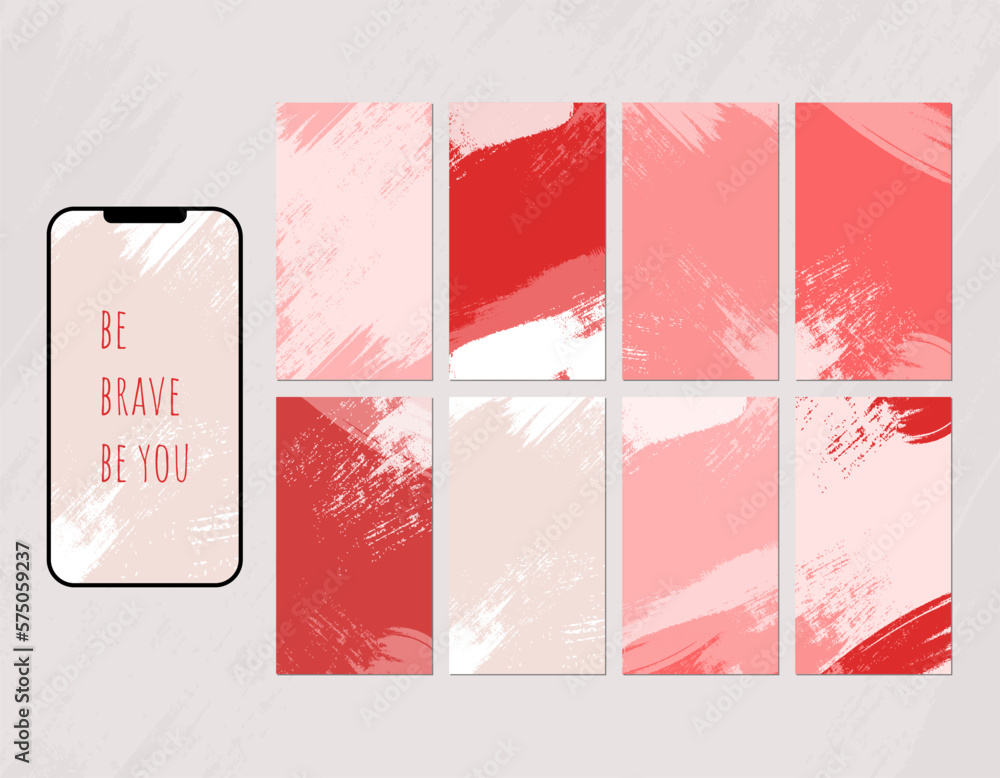 Social media story layout. A set of backgrounds from blocks of pink ...