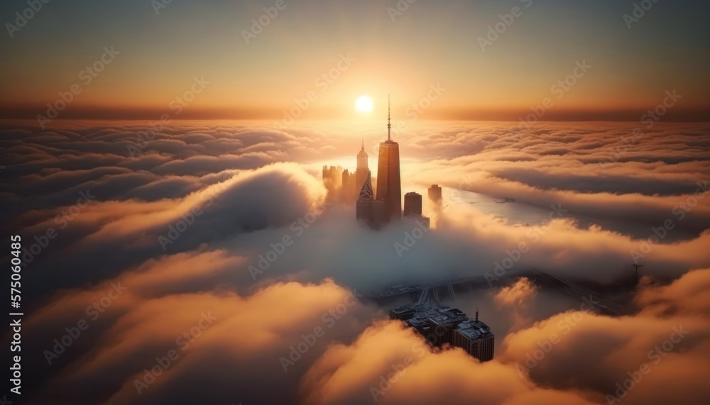 Poster, Foto New York City One World Trade Center skyscraper towers ...