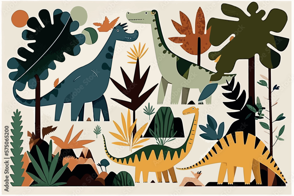set of dinosaurs vectorial Stock Vector | Adobe Stock