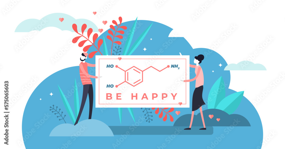 Dopamine illustration, transparent background.Flat tiny chemical ...