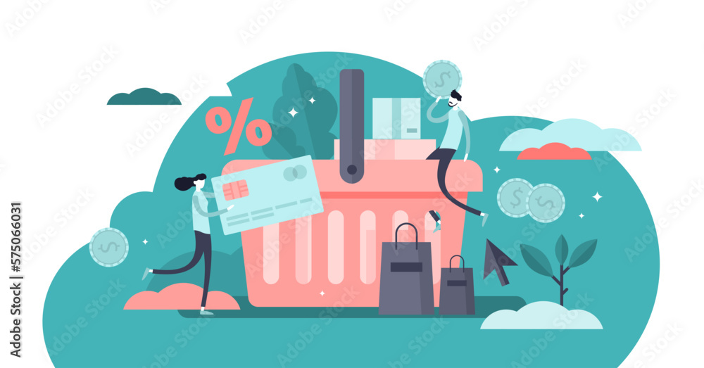 Purchase illustration, transparent background. Flat tiny customer buy ...