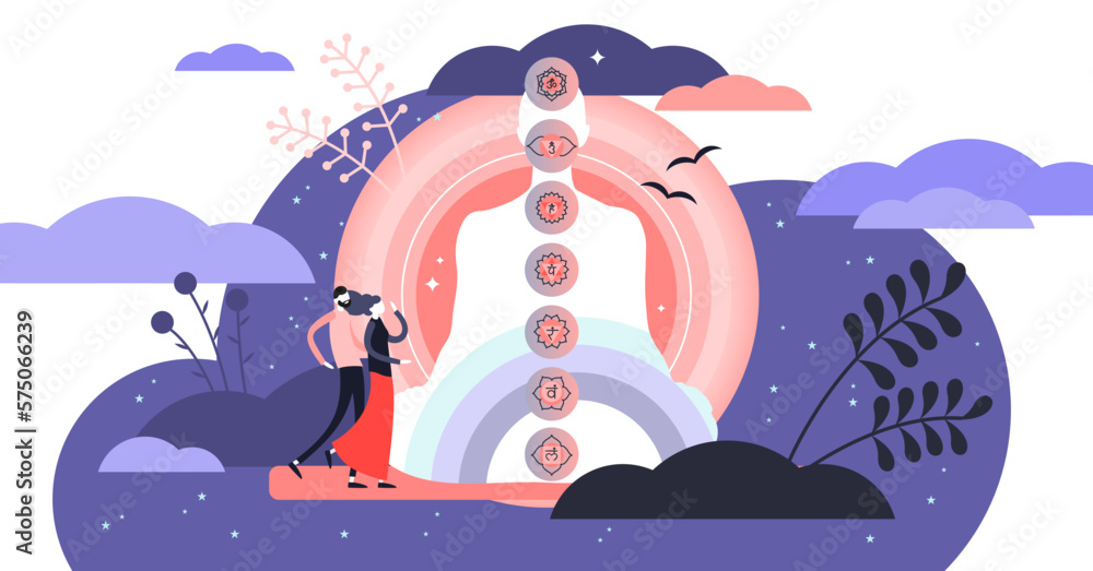 Seven chakras illustration, transparent background. Flat tiny energy ...