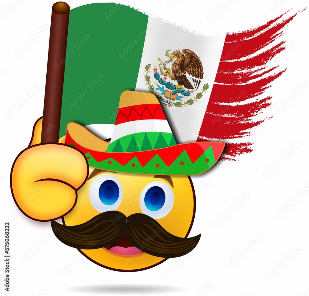 Emoji aislador sobre fondo blanco con bandera y expresión divertida ...